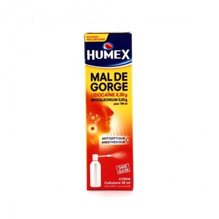 HUMEX MAL DE GORGE LIDOCAINE CITRON 35ML URGO