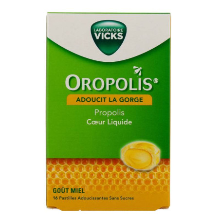 OROPOLIS GORGE COEUR LIQUIDE PROPOLIS MIEL 16 PASTILLES VICKS