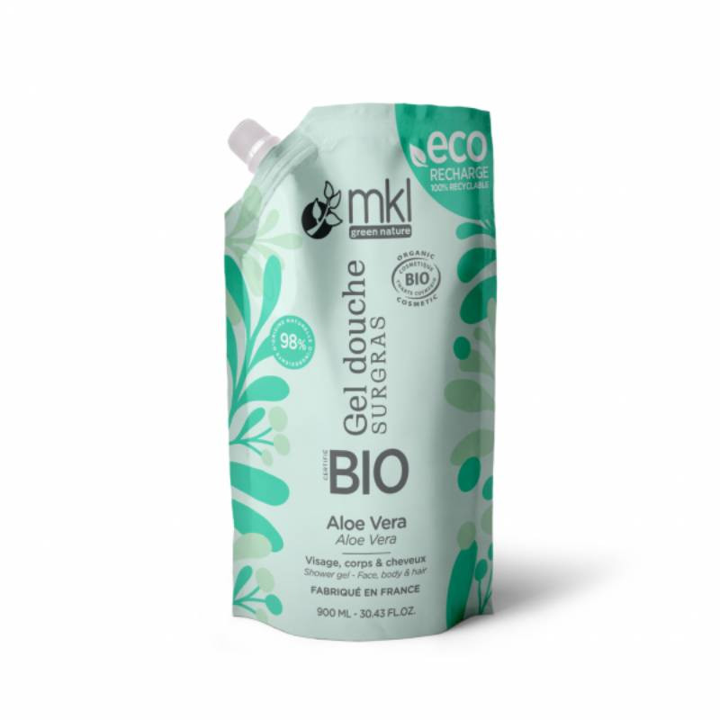 GEL DOUCHE SURGRAS ALOÉ VÉRA BIO ECO RECHARGE 900ML MKL GREEN NATURE